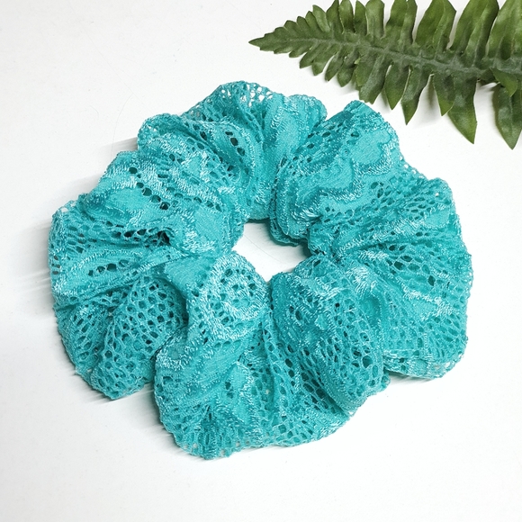 Gaviota | Accessories | Medium Aqua Stretch Lace Scrunchie | Poshmark